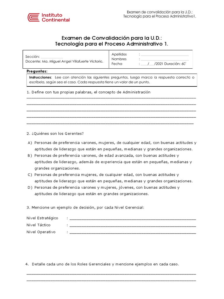 Examen de Convalidación - Tpa1 - 2021 | PDF | Planificación | Globalización
