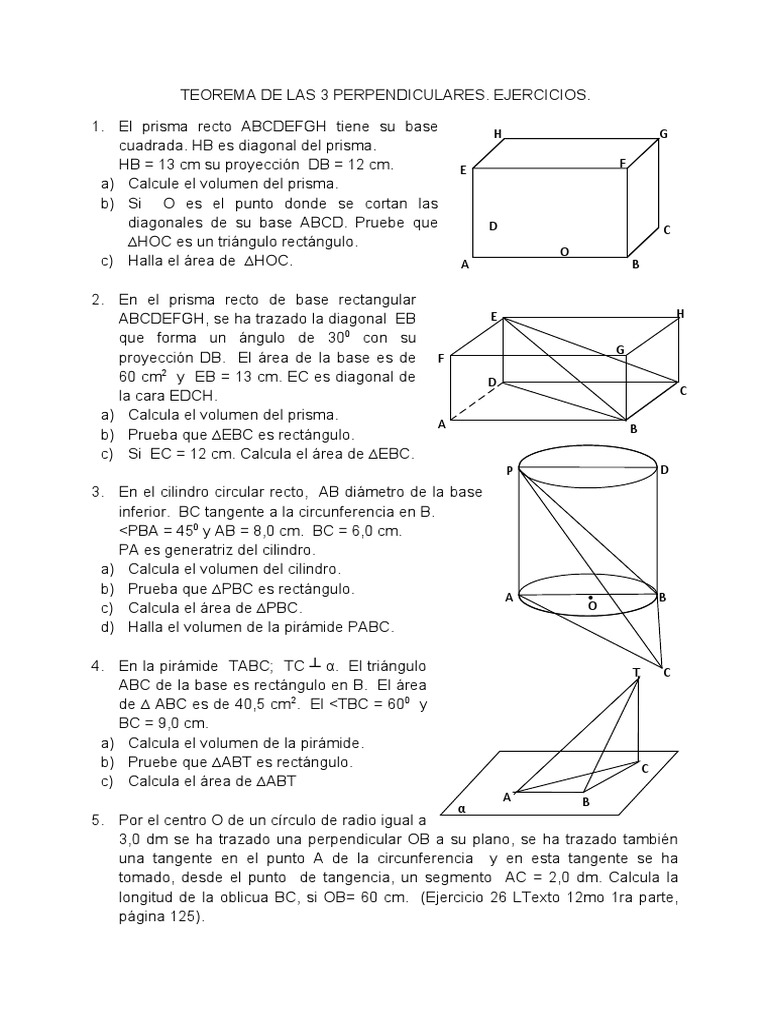 Teorema de Las 3 Perpendiculares | PDF | Rectángulo | Triángulo