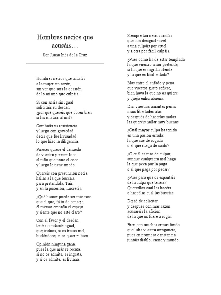 Hombres Necios Que Acusais Tu Me Quieres 2 | PDF
