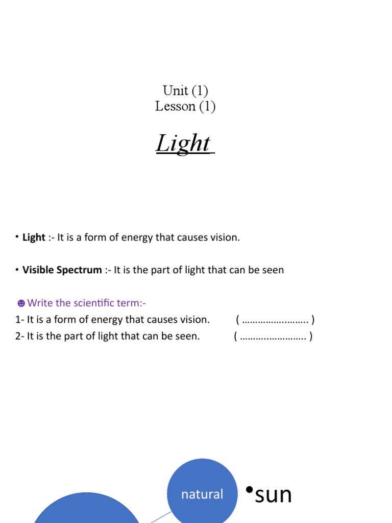Unit (1) Grade 5 | PDF | Light | Visual Perception