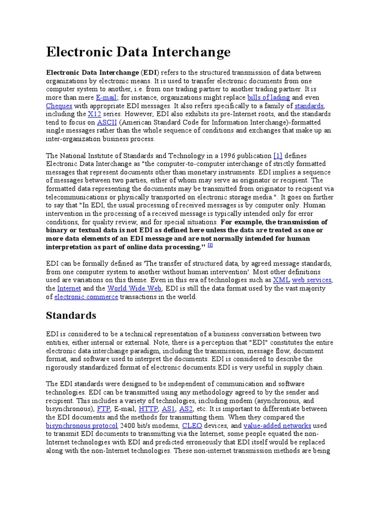 Electronic Data Interchange | PDF | Electronic Data Interchange | Computer Data