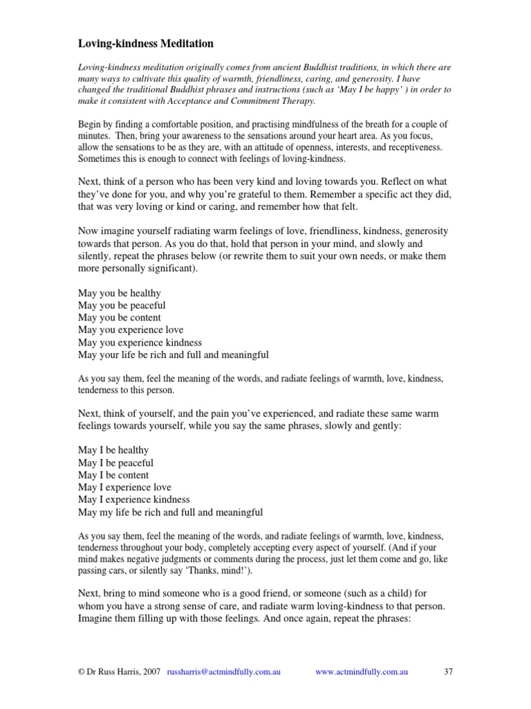 Loving Kindness Meditation | PDF | Meditation | Applied Psychology