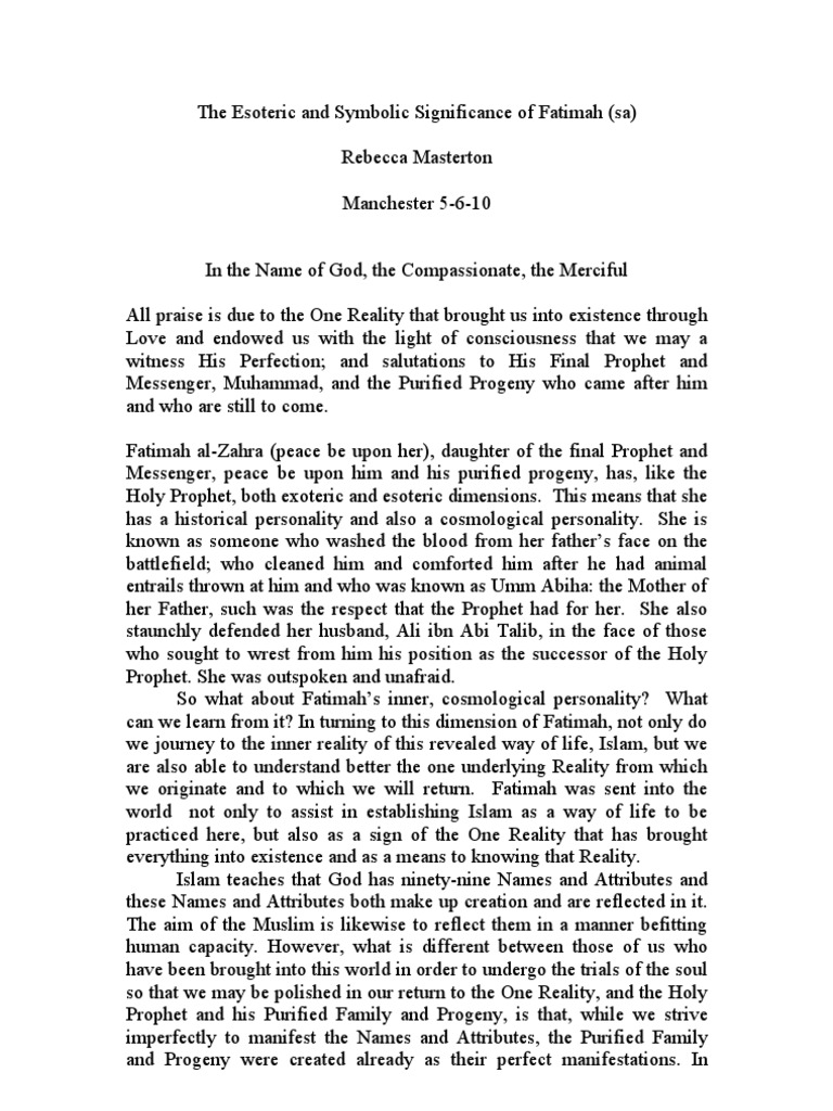 The Cosmic Significance of Fatimah | PDF | Muhammad | Abrahamic Religions