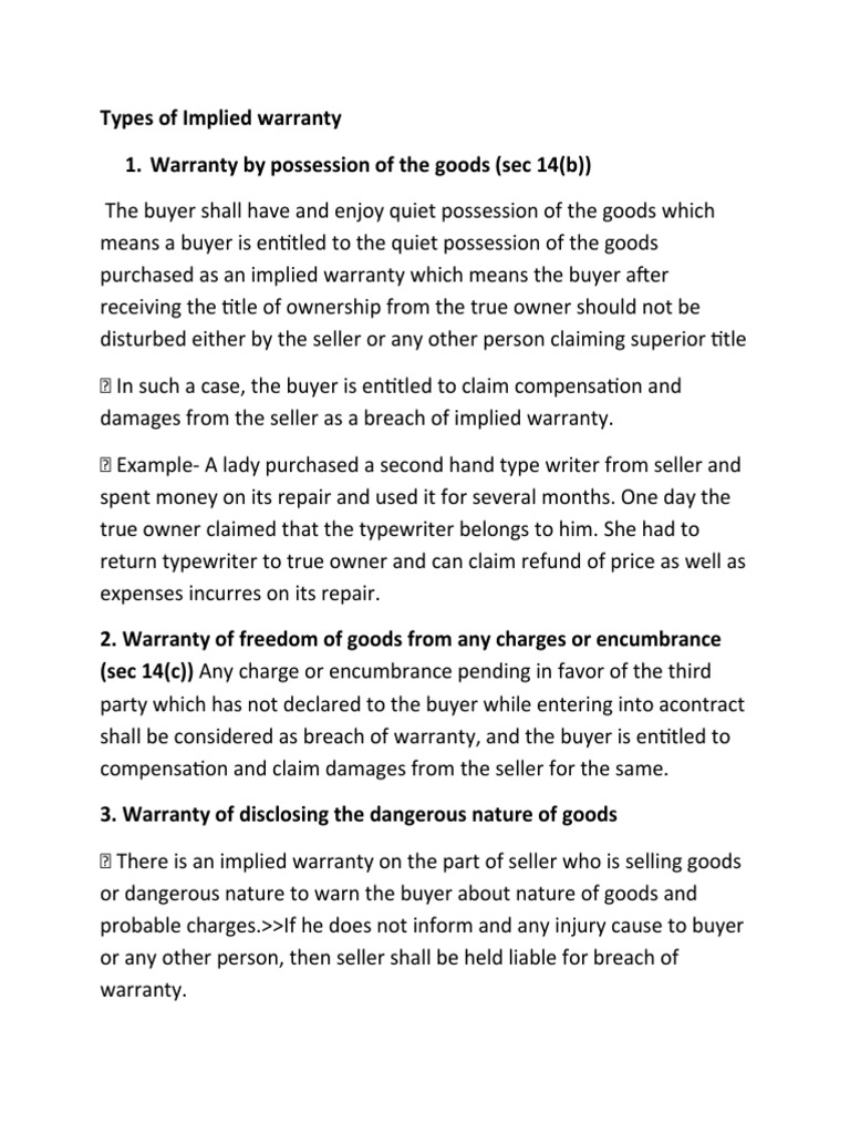 Types of Implied Warranty | PDF