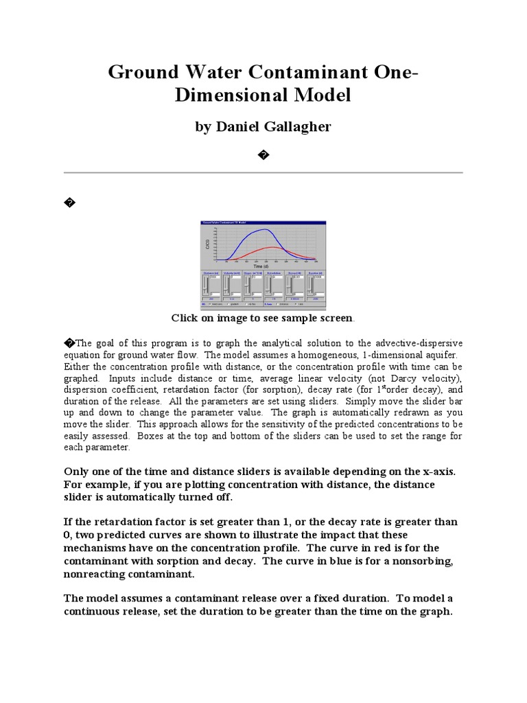 Ground Water Contaminant One | PDF | Hydrology | Equations