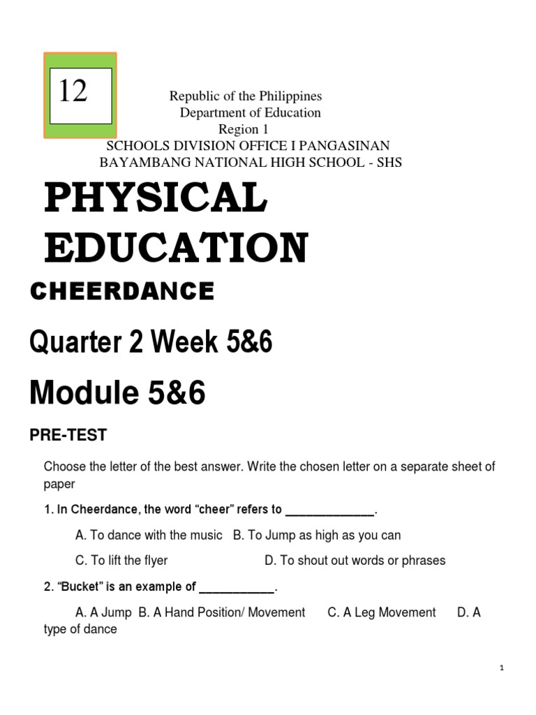 Physical Education: Quarter 2 Week 5&6 Module 5&6 | PDF | Cheerleading ...