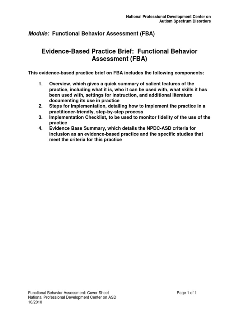 Functional Behavior Assessment Complete10 2010 | PDF | Autism Spectrum | Learning