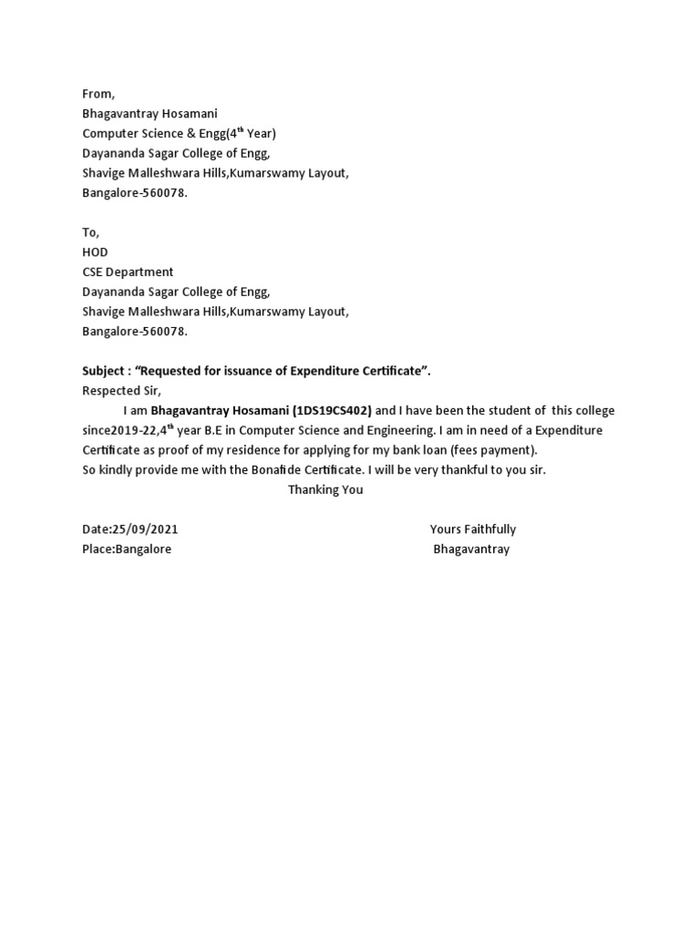 Subject: "Requested For Issuance of Expenditure Certificate" | PDF ...