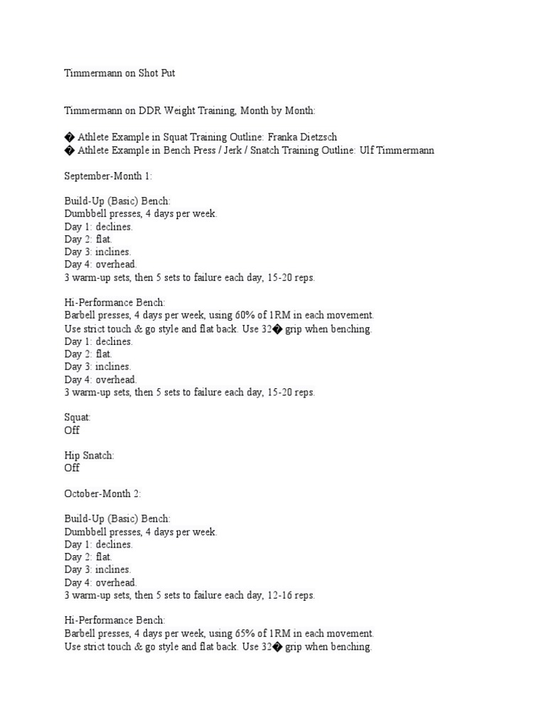 Ulf Timmermann's Shot Put Training Plan | PDF | Weight Training | Hobbies