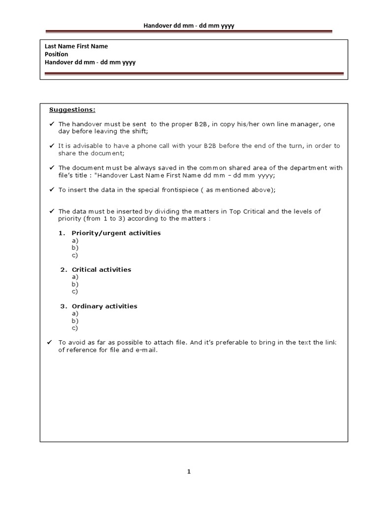 Handover Guidelines (EN) | PDF