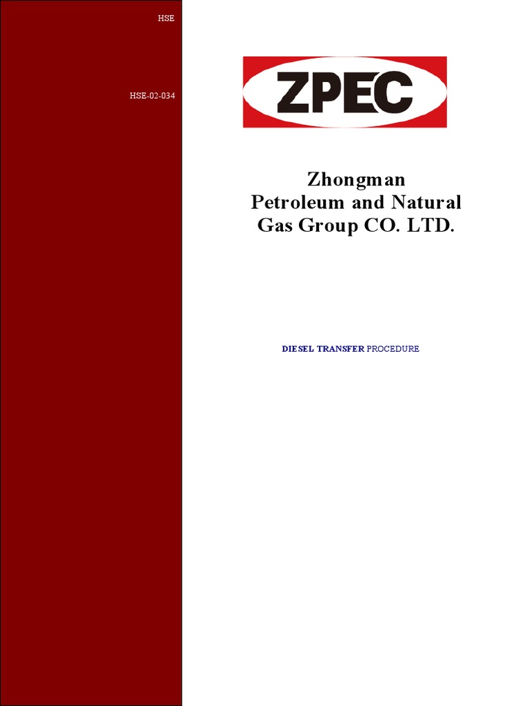 HSE-02-034 Diesel Transfer Procedure | PDF | Diesel Engine | Diesel Fuel
