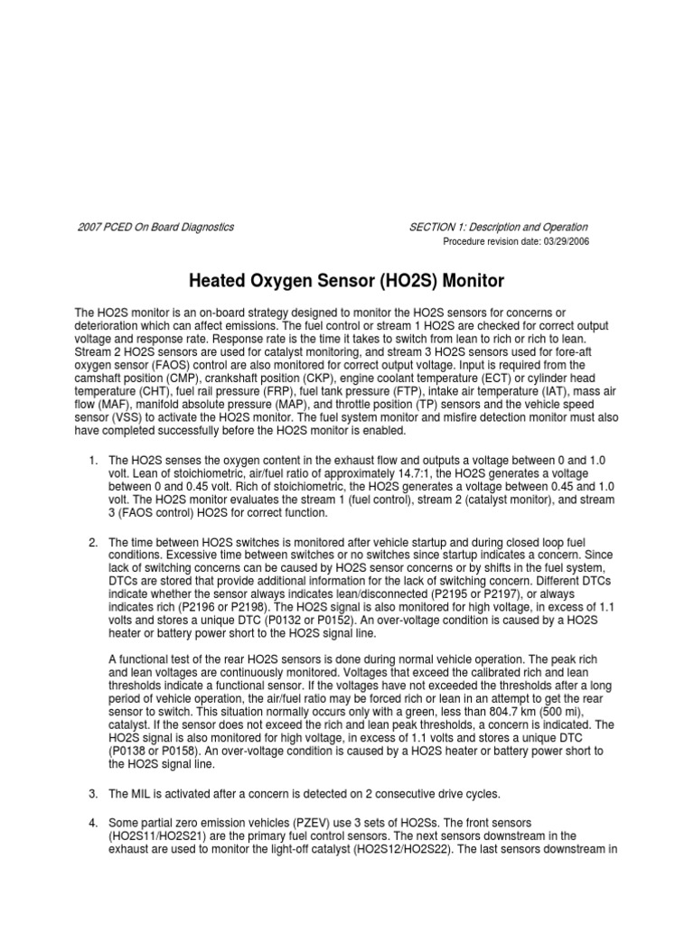 Heated Oxygen Sensor (HO2S) Monitor | Download Free PDF | Vehicle ...