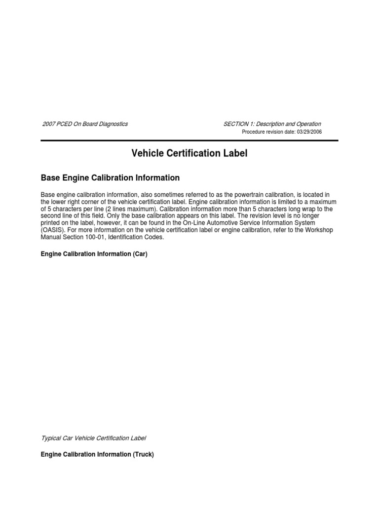 Vehicle Certification Label | PDF