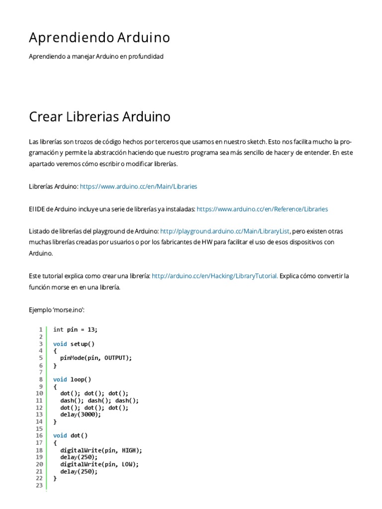 7crear Librerias Arduino Pdf C Informática 
