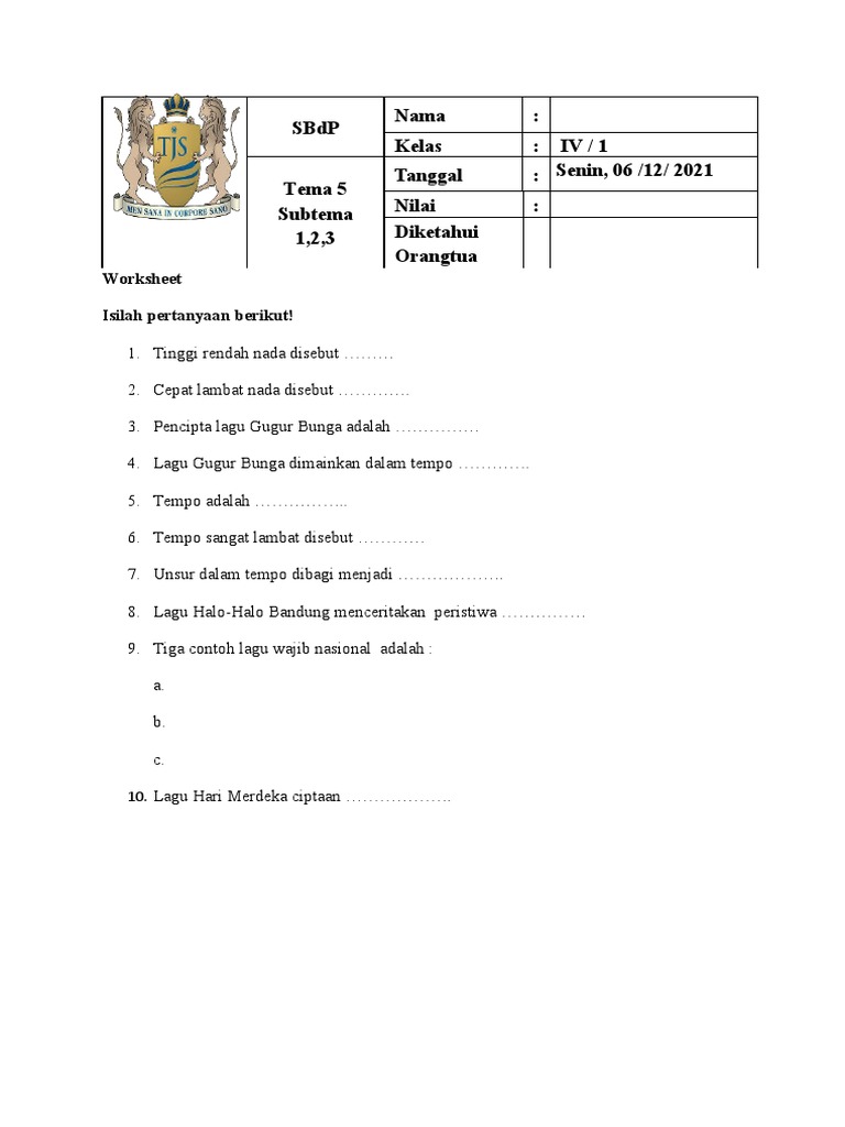 Worksheet SBDP | PDF
