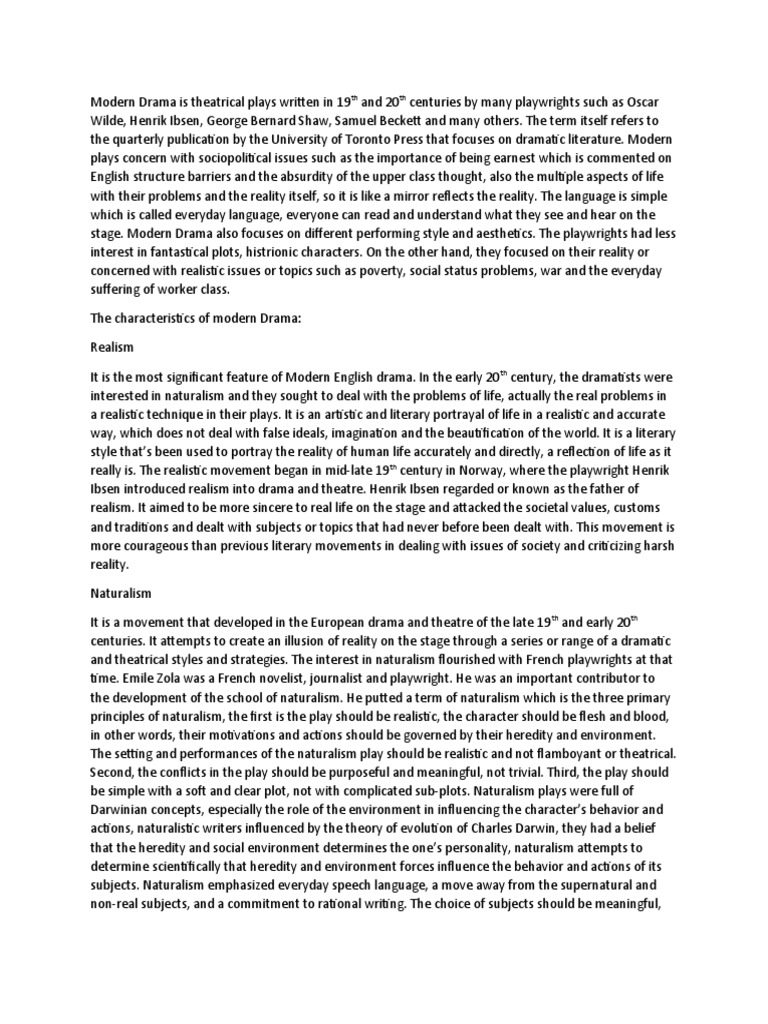 Evolution of Modern Drama and Its Movements | PDF | Play (Theatre ...