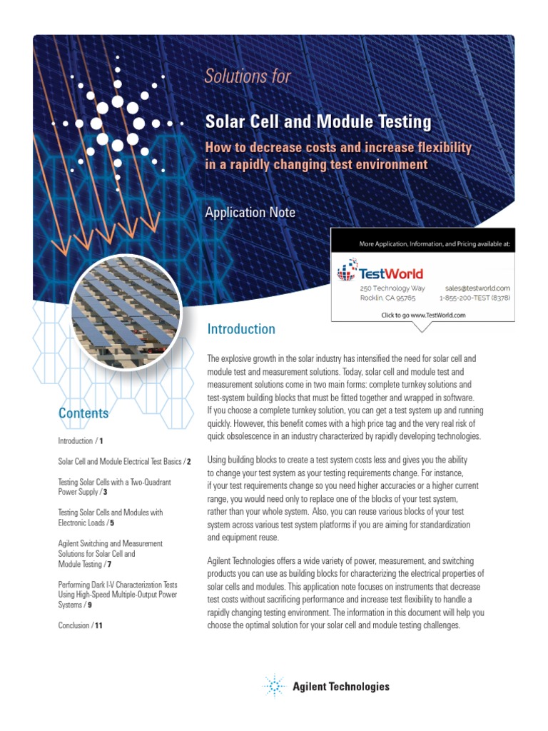 Solutions For: Solar Cell and Module Testing | PDF | Direct Current ...