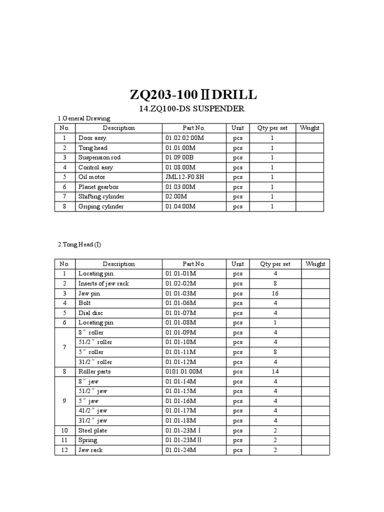 Power Tong Parts | PDF | Screw | Piston