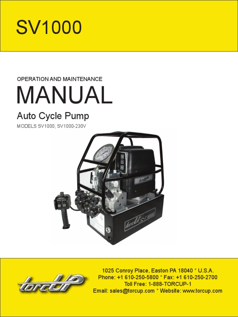 TorcUP SV 1000 Manual 2014 12 23 Final HQ | PDF | Pump | Personal ...