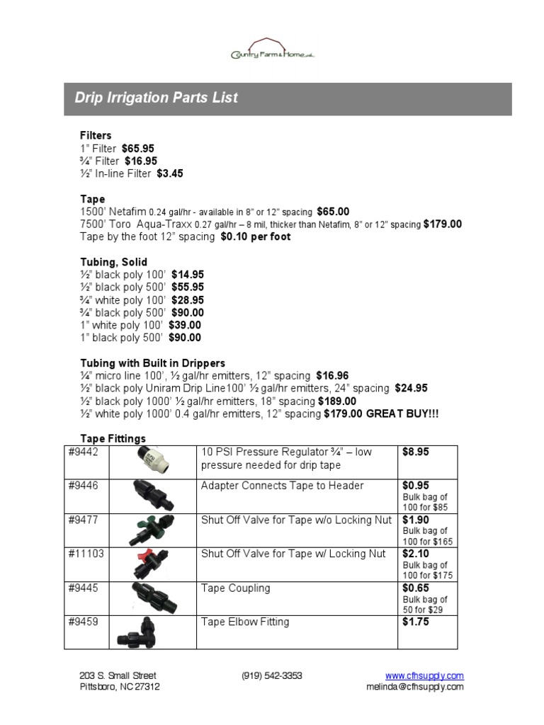 Drip Irrigation Parts List: Filters | PDF | Water Management ...