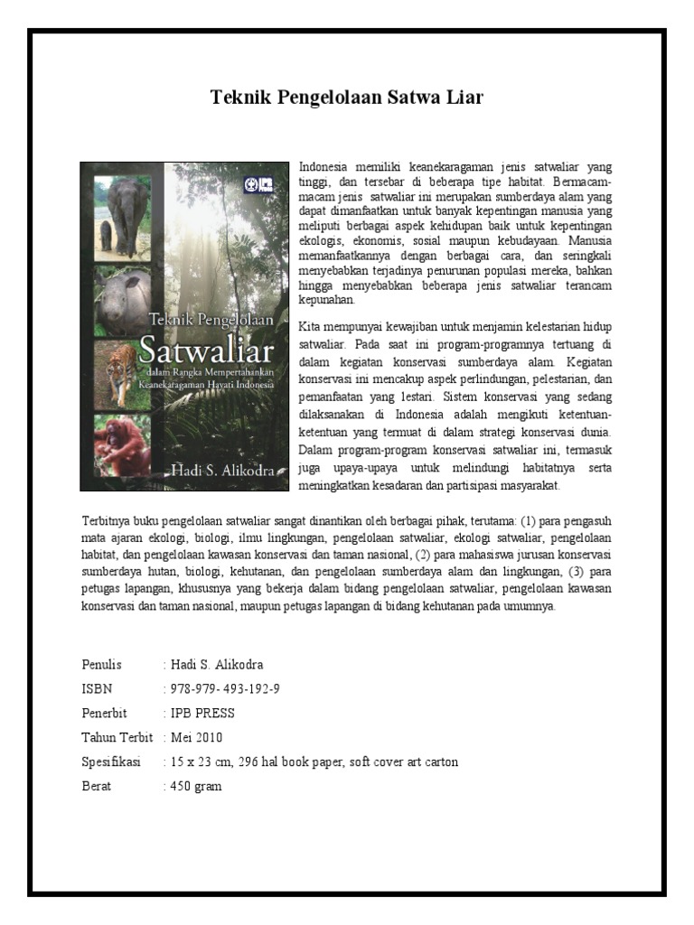 Pengelolaan Satwa Liar di Indonesia | PDF