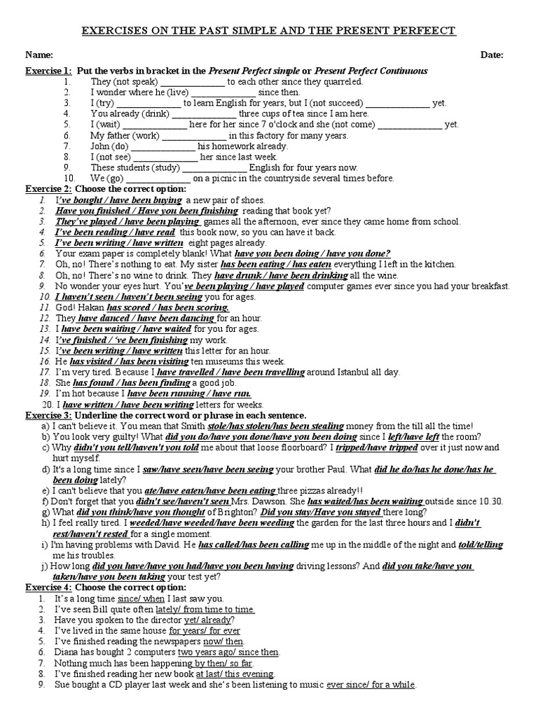Exercises On Tenses - QKD - HTHT - HTHTTD | PDF