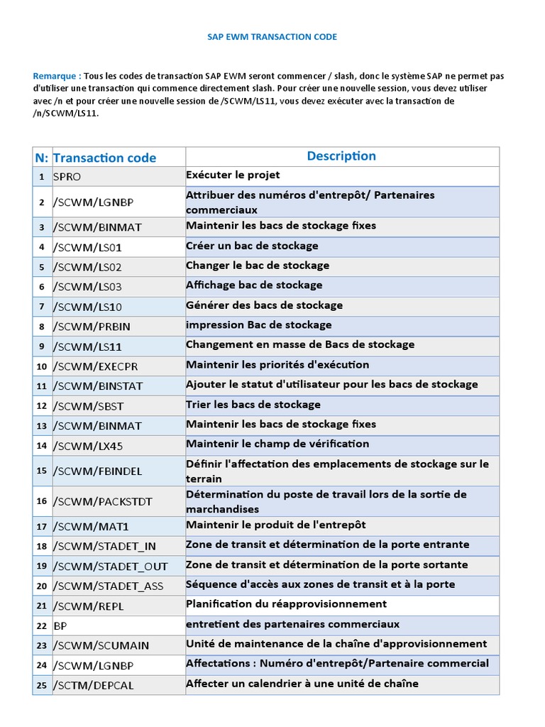 SAP EWM TRANSACTION CODE - docxACTUNEW | PDF | Inventaire | Document