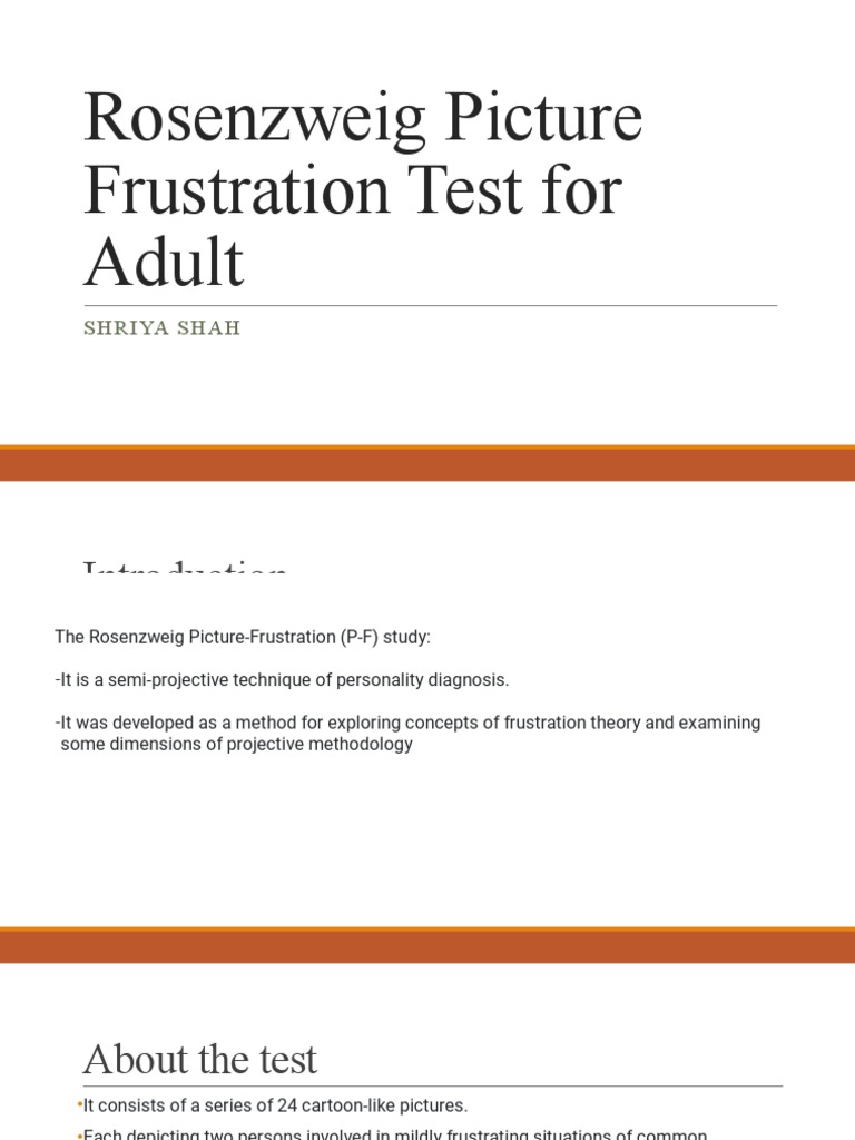 Rosenzweig Picture Frustration Test For Adult | PDF | Aggression ...