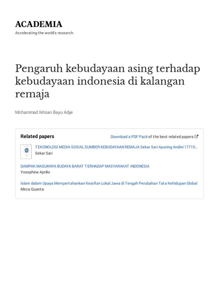 Pengaruh Kebudayaan Asing Terhadap Kebudayaan Indonesia Di Kalangan ...