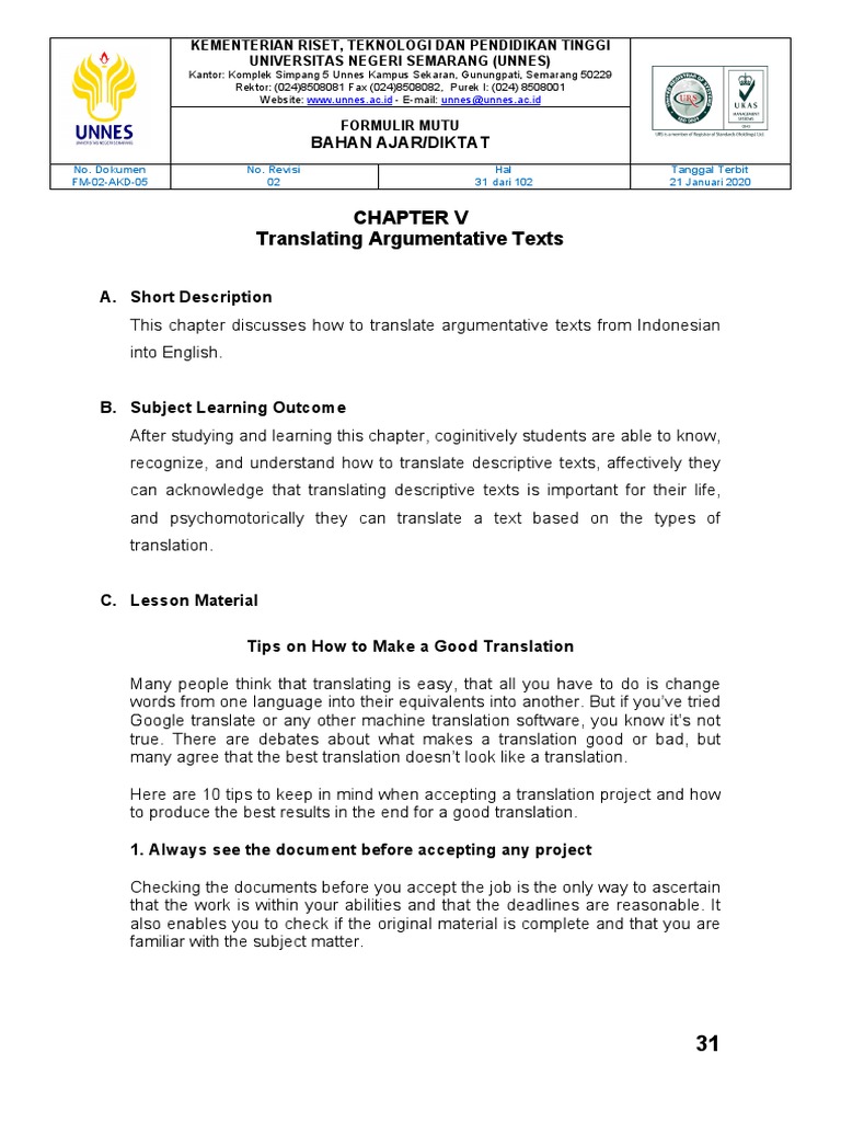Translating Argumentative Texts: Bahan Ajar/Diktat | PDF | Blood | Lung