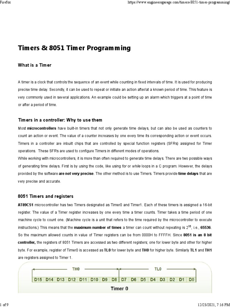 Timers & 8051 Timer Programming | PDF | Microcontroller | Electrical ...