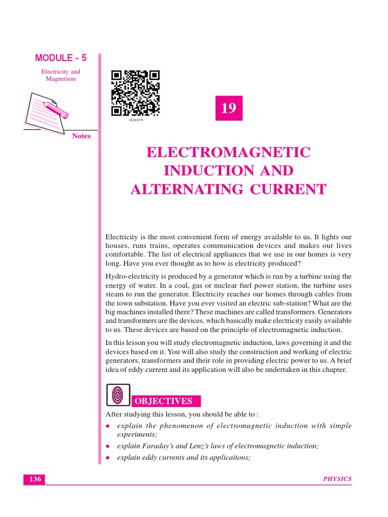 Electromagnetic Induction and Alternating Current: Module - 5 | PDF ...