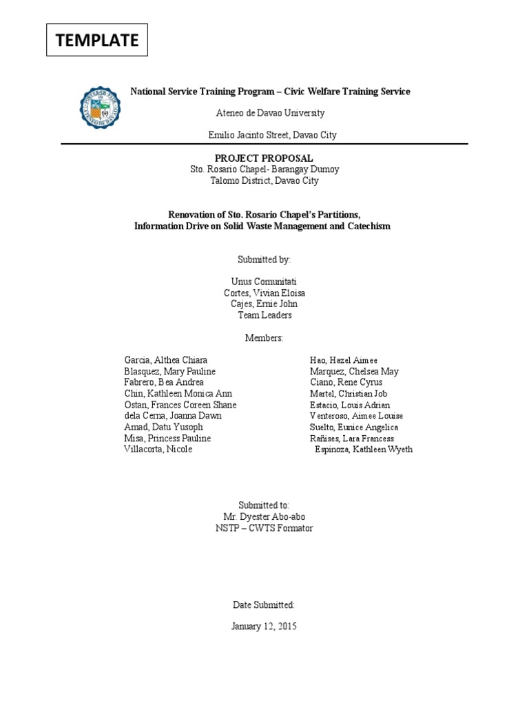 Project Proposal Template | PDF | Waste | Waste Management