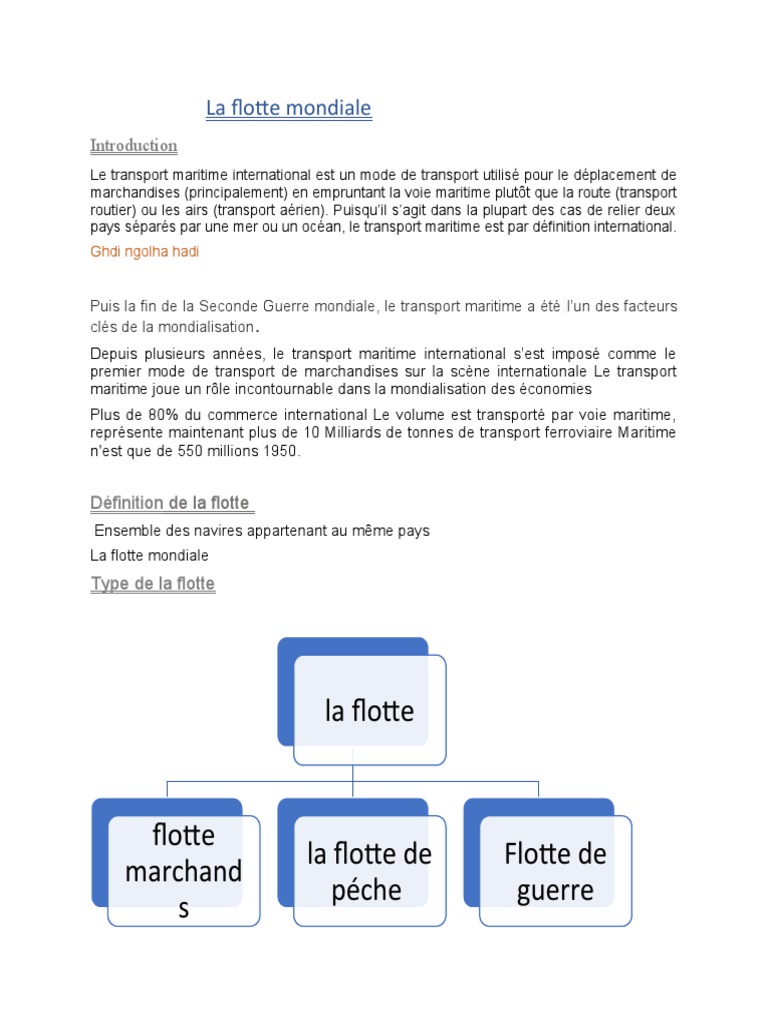 Définition de la flotte mondiale | PDF | Navire de charge | Transport