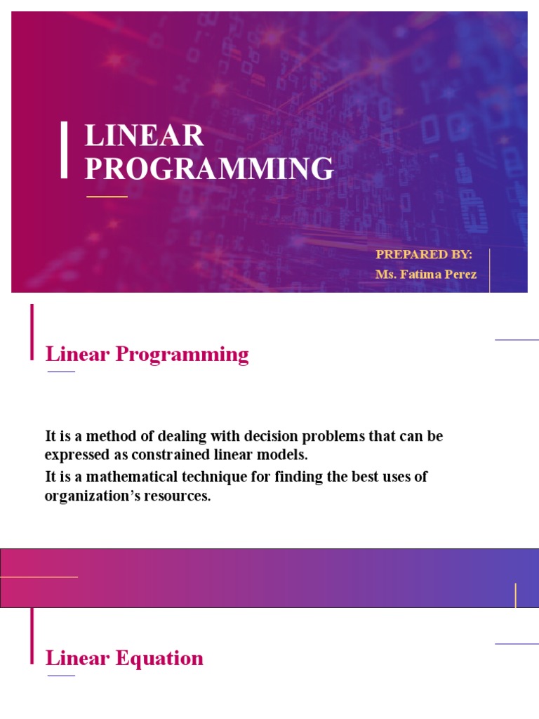 Linear Programming Optimization Guide | PDF | Linear Programming | Equations