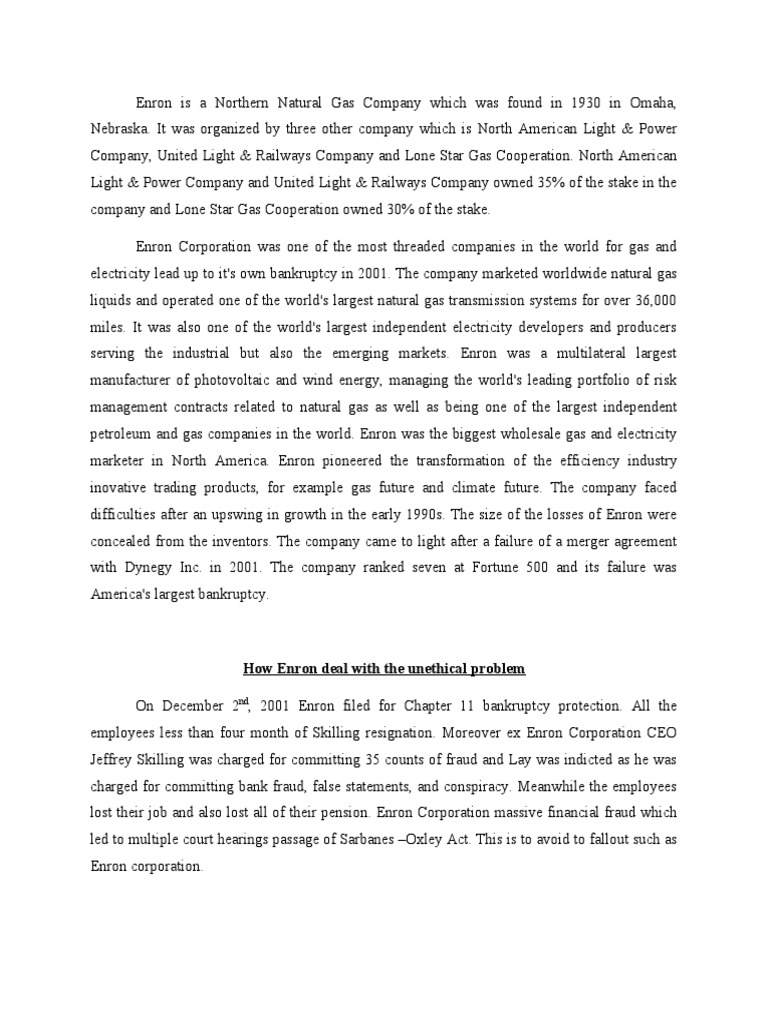 Enron Case Study | PDF | Enron | Economies