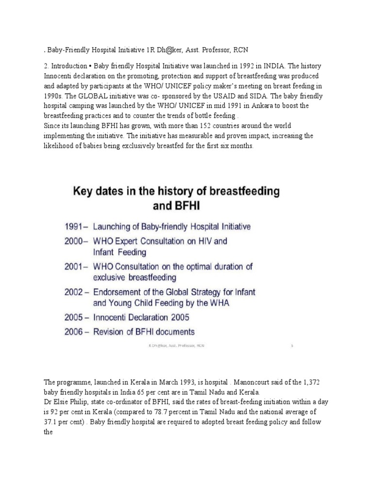 Bfhi Notes | PDF | Breastfeeding | Human Reproduction