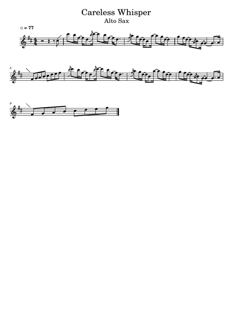 Careless Whisper: Alto Sax | PDF