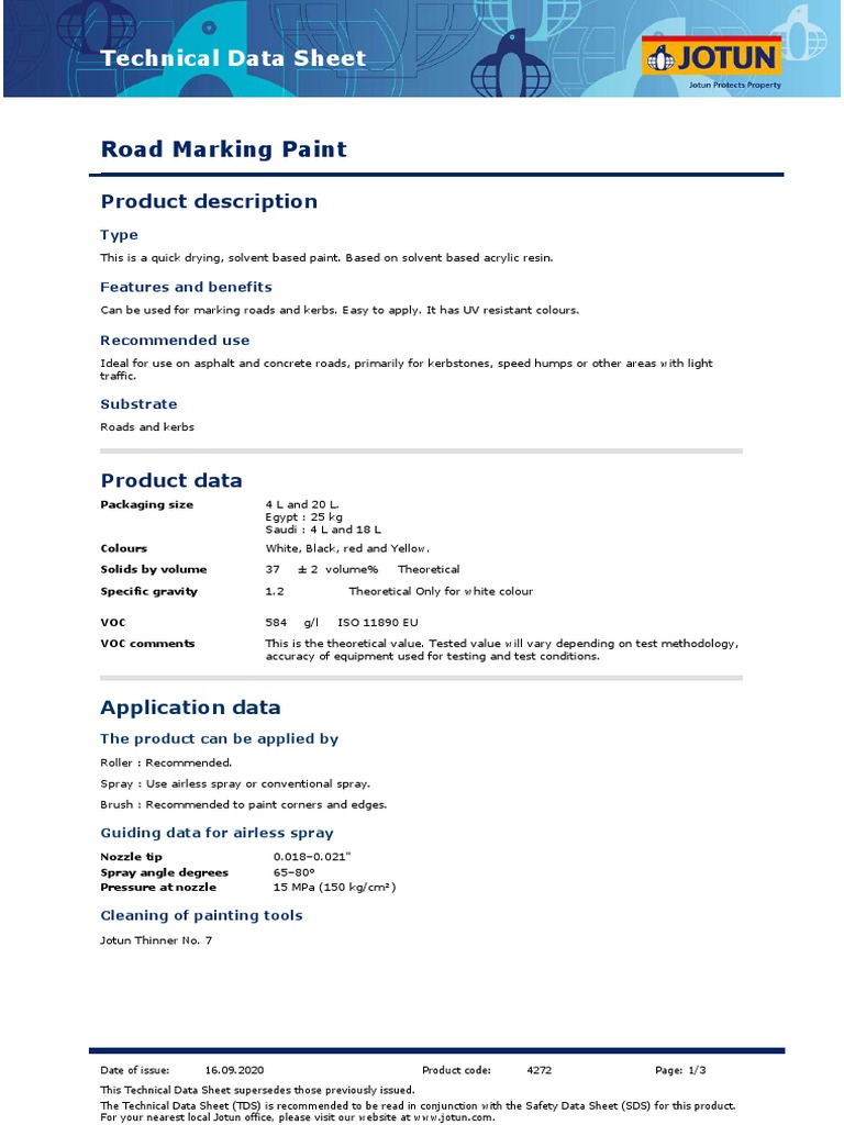 Road Marking Paint: Technical Data Sheet | Download Free PDF | Paint ...