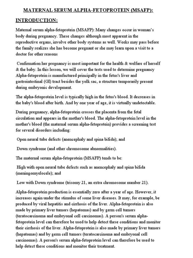 Maternal Serum Alpha-Fetoprotein Guide | PDF | Fetus | Pregnancy