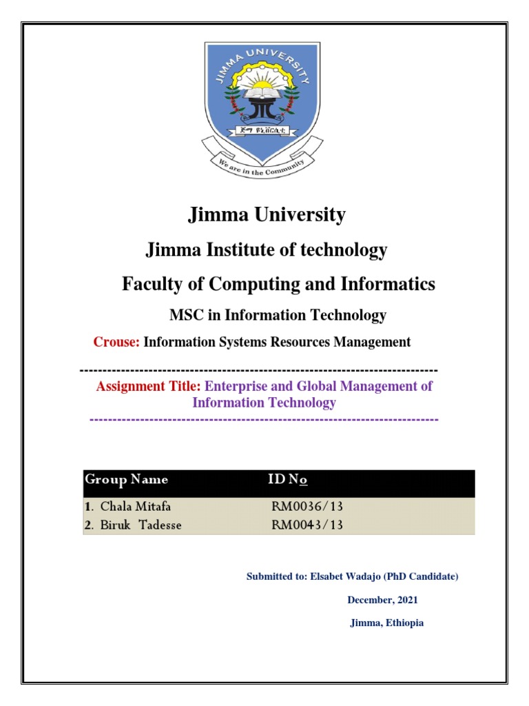 Jimma University: Jimma Institute of Technology Faculty of Computing ...