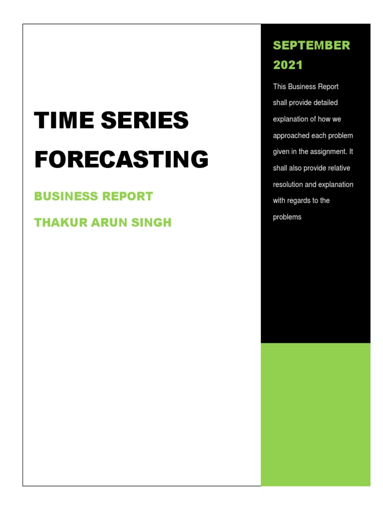 Time Series Forecasting Business Report | PDF | Forecasting | Moving ...