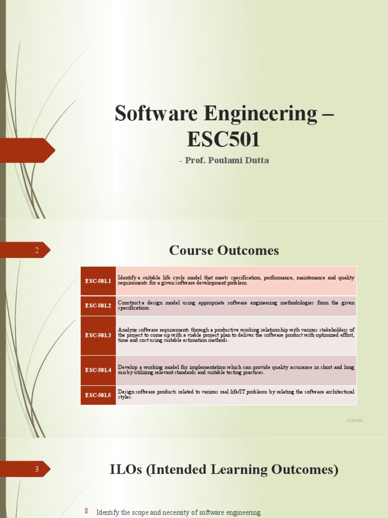 Software Engineering - ESC501: - Prof. Poulami Dutta | PDF | Software | Engineering