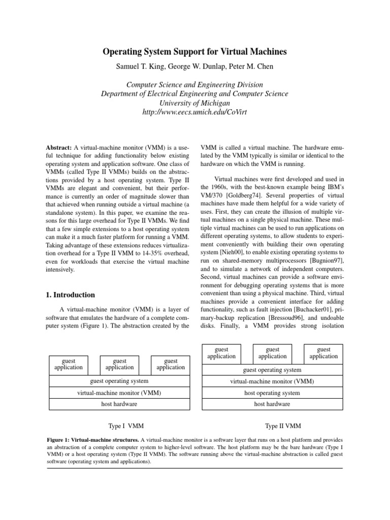 Operating System Support For Virtual Machines | PDF | Kernel (Operating System) | Virtual Machine