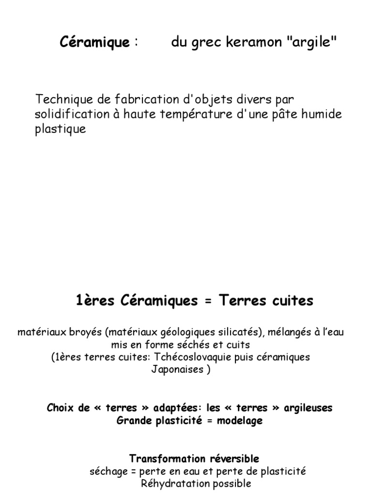 Cours - LES MATERAUX CERAMIQUES | PDF | Argile | Poterie