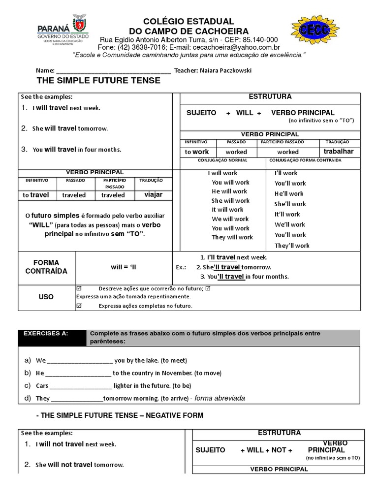 Exercícios de Futuro Simples em Inglês | PDF | Linguística | Sintaxe