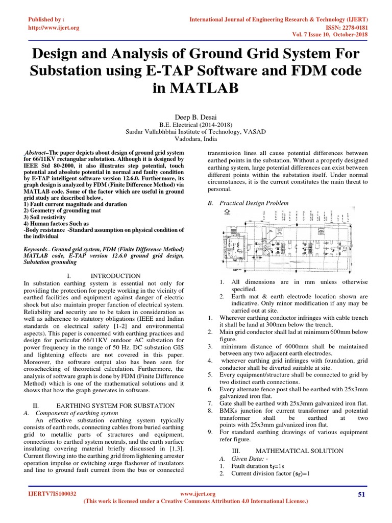 Design and Analysis of Ground Grid System For Substation Using e Tap ...