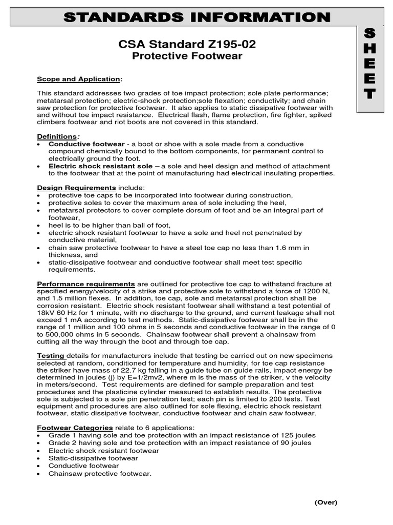 Standard Csa Footwear 195 02 | PDF | Electrical Resistance And ...