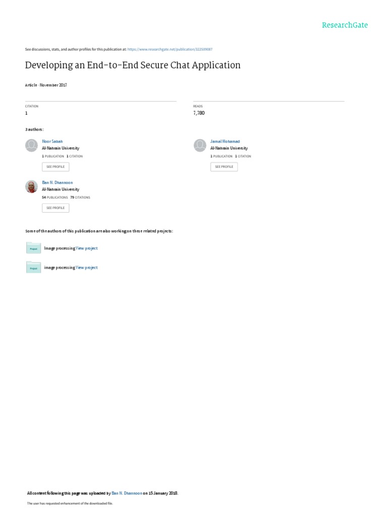 Developing An End-to-End Secure Chat Application: November 2017 | PDF ...