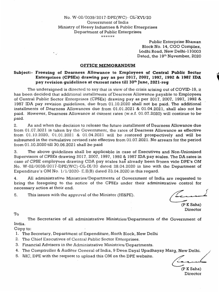 19 Nov 2020 Reg Freezing DA Rates For IDA Pay Scales | PDF | Policy ...